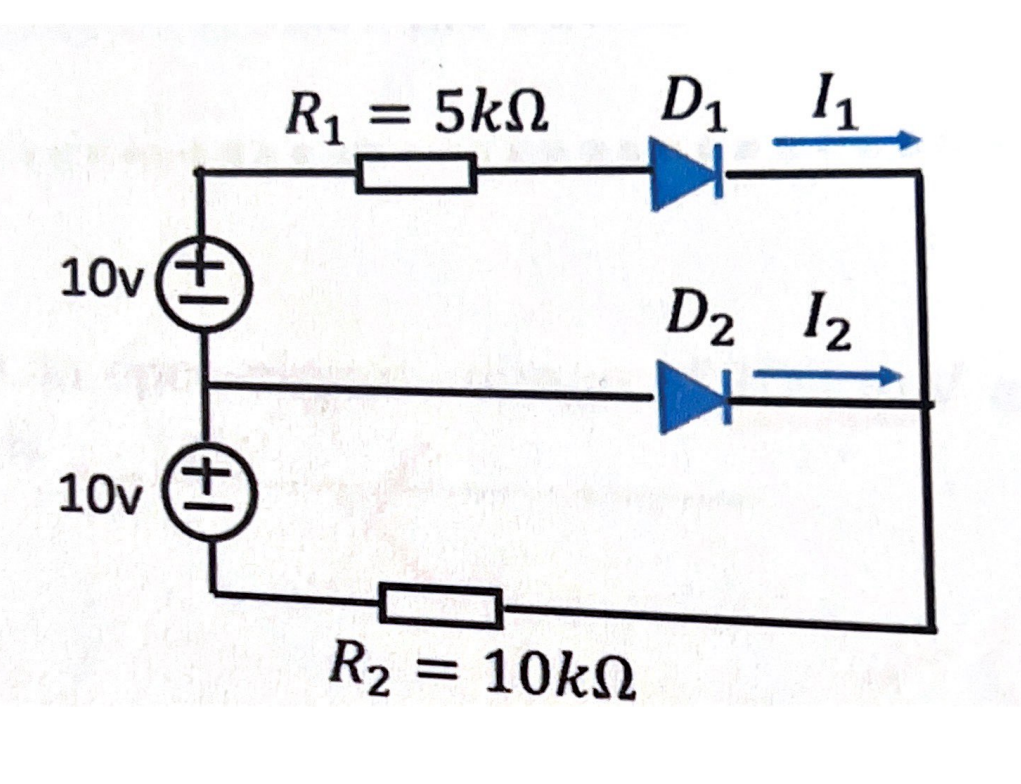 Solved In the following circuit, we assume that two diodes | Chegg.com