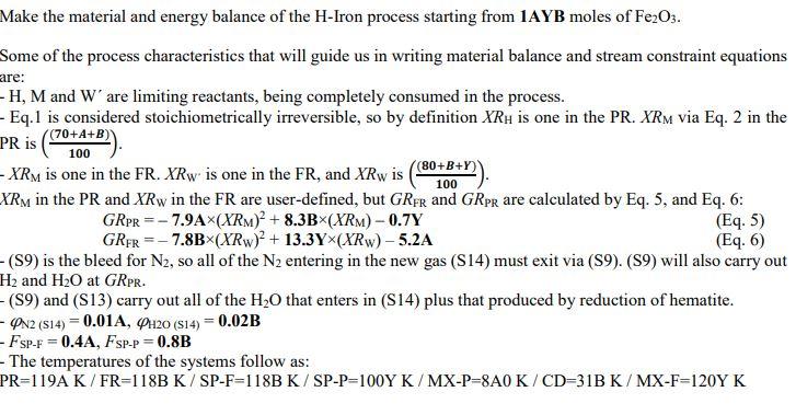 Solved The H-Iron process uses nearly pure hydrogen to | Chegg.com