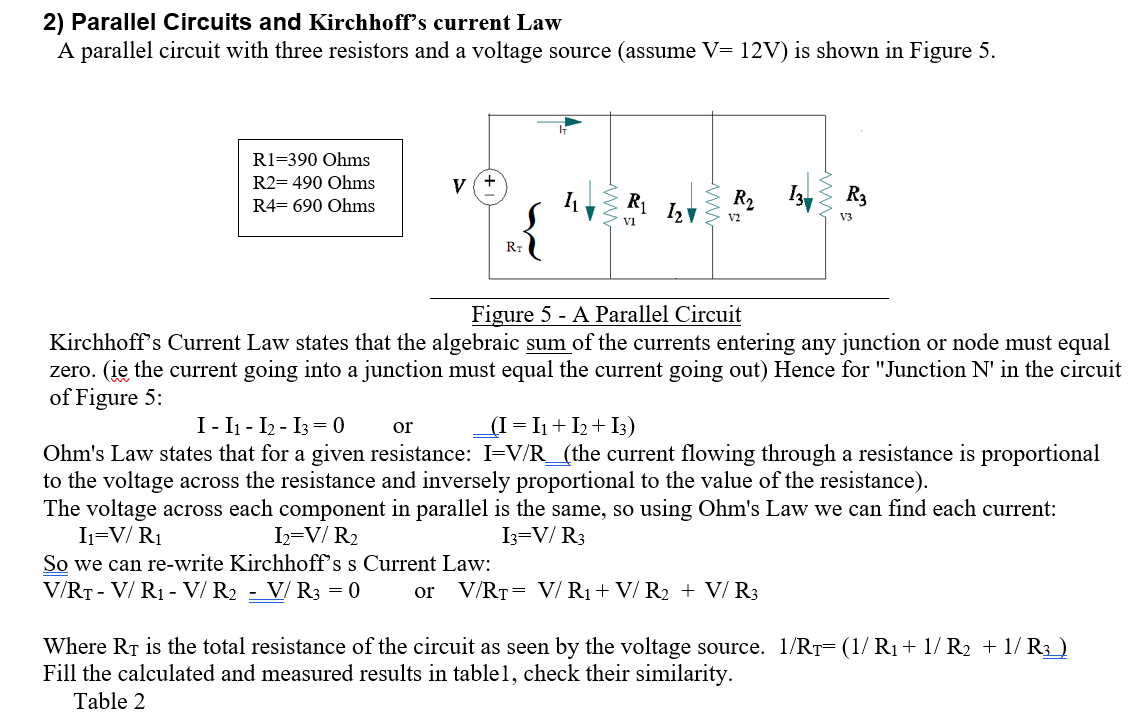 Solved 2) Parallel Circuits and Kirchhoff's current Law A | Chegg.com