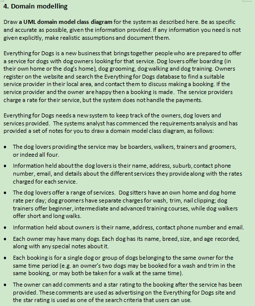 Solved 4. Domain modelling Draw a UML domain model class | Chegg.com