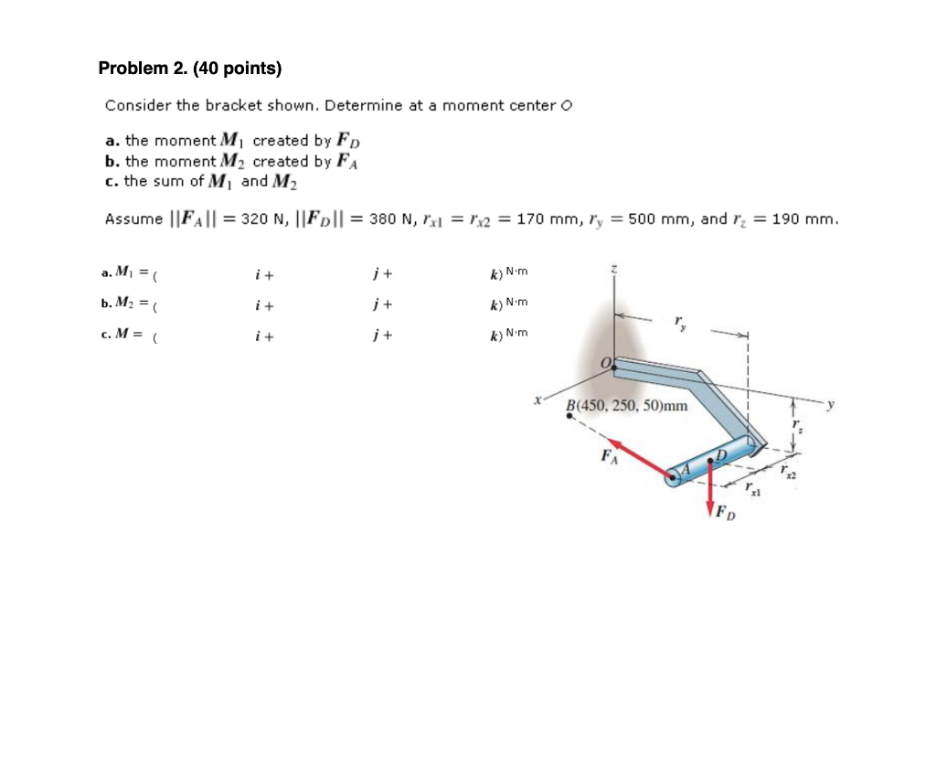 Solved Problem 2. (40 points) Consider the bracket shown. | Chegg.com
