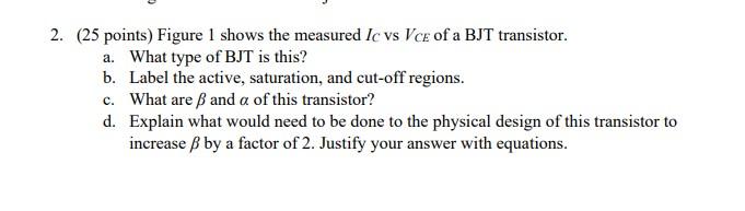 Solved 2. (25 points) Figure 1 shows the measured Ic vs Vce | Chegg.com