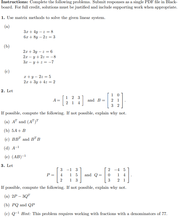 Solved Instructions: Complete the following problems. Submit | Chegg.com