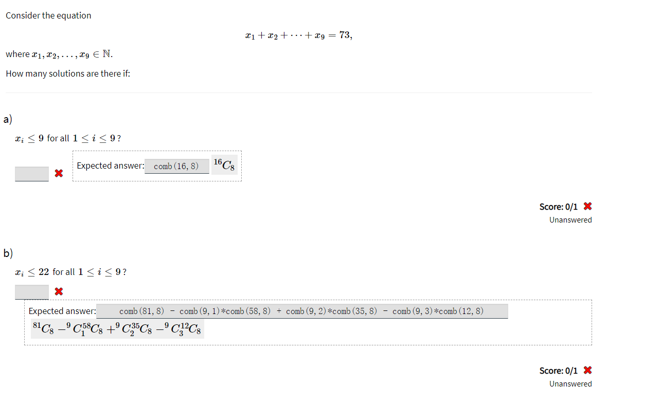 Solved Consider the equation 21 +22+...+ xy = 73, where 21, | Chegg.com
