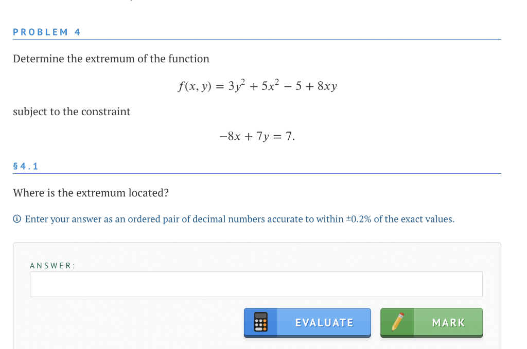 Solved Determine the extremum of the function | Chegg.com