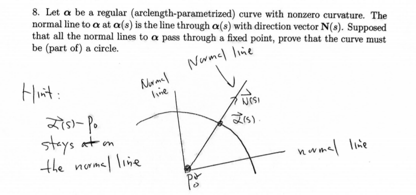 Solved 8. Let a be a regular (arclength-parametrized) curve | Chegg.com