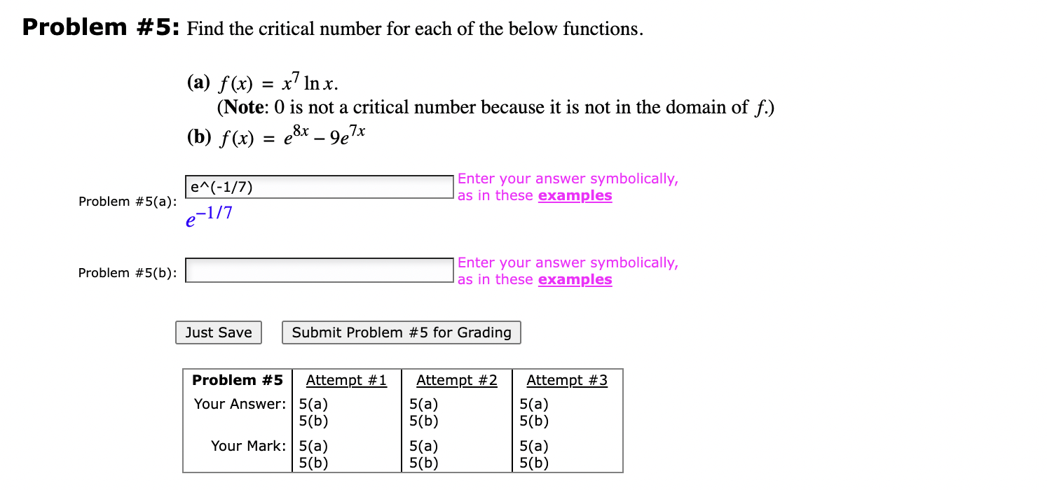 Solved Problem #5: Find the critical number for each of the | Chegg.com