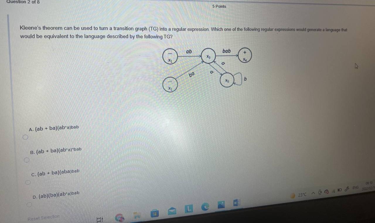 Solved Kleene's theorem can be used to turn a transition | Chegg.com