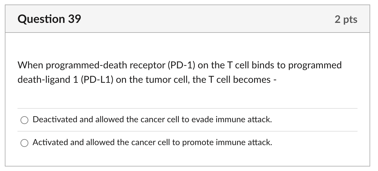Solved When programmed-death receptor (PD-1) on the T cell | Chegg.com