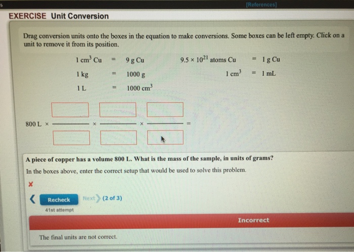 Solved Drag conversion units onto the boxes in the equation | Chegg.com