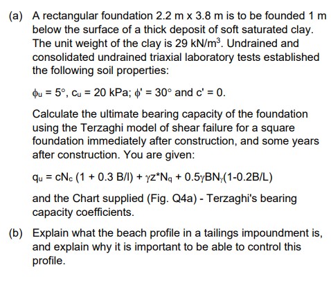 Solved (a) ﻿A rectangular foundation 2.2m×3.8m ﻿is to be | Chegg.com