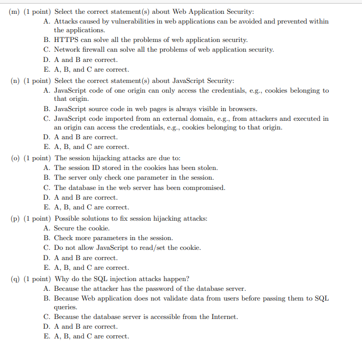 Solved 1. Circle ONE correct answer. (a) (1 point) What is | Chegg.com