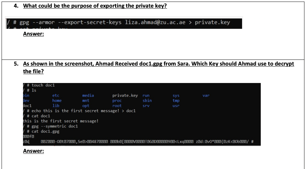 Solved 4. What could be the purpose of exporting the private | Chegg.com