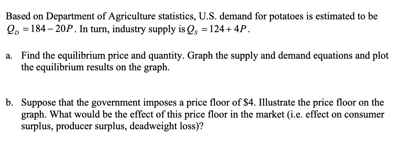 Solved Based on Department of Agriculture statistics, U.S. | Chegg.com