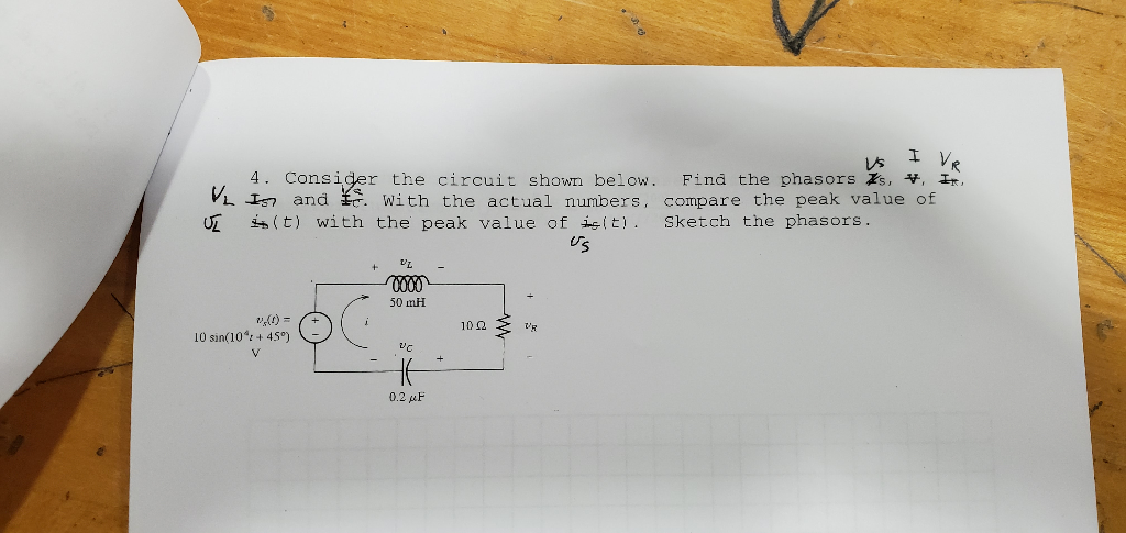 Solved 4. Consider the circuit shown below. Find the phasors | Chegg.com