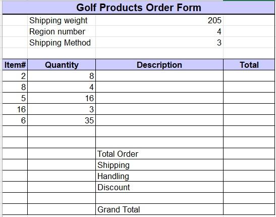 RaiderGolf is looking to create a reusable order form | Chegg.com