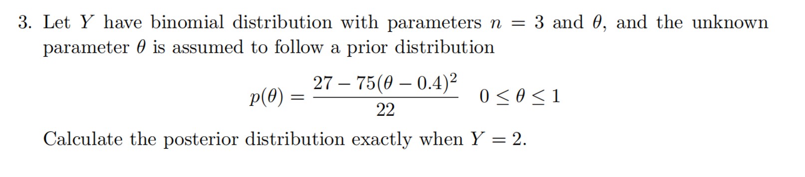 Solved Let Y ﻿have binomial distribution with parameters n=3 | Chegg.com