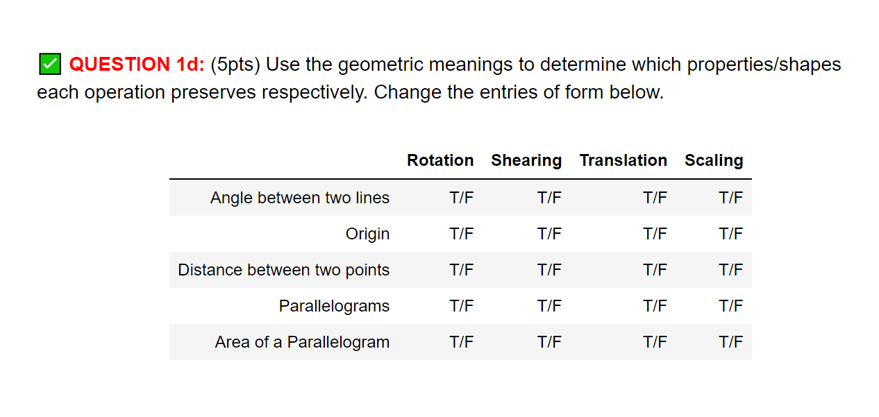 Solved QUESTION 1d: (5pts) Use the geometric meanings to | Chegg.com