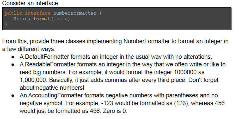 Solved From this, provide three classes implementing | Chegg.com