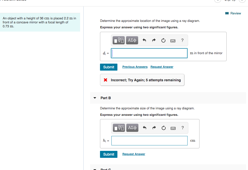 Solved TULIJ Review An object with a height of 36 cm is | Chegg.com
