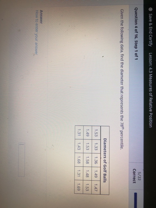 Solved O Save & End Certify Lesson: 4.3 Measures of Relative | Chegg.com
