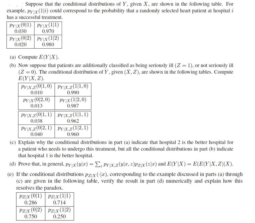 Solved Suppose that the conditional distributions of Y, | Chegg.com