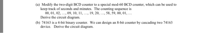 Solved Modify the two-digit BCD counter to a special mod-60 | Chegg.com