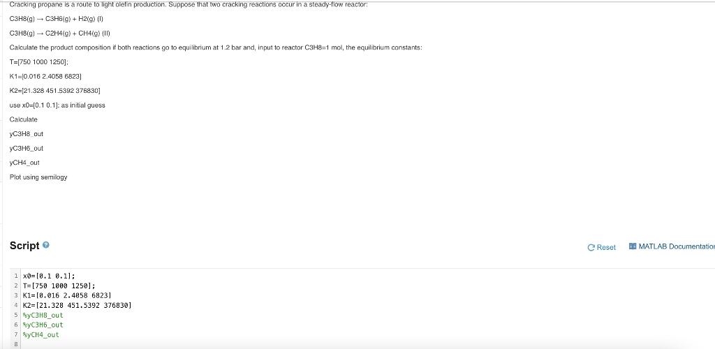 Solved Cracking propane is a route to light olefin | Chegg.com