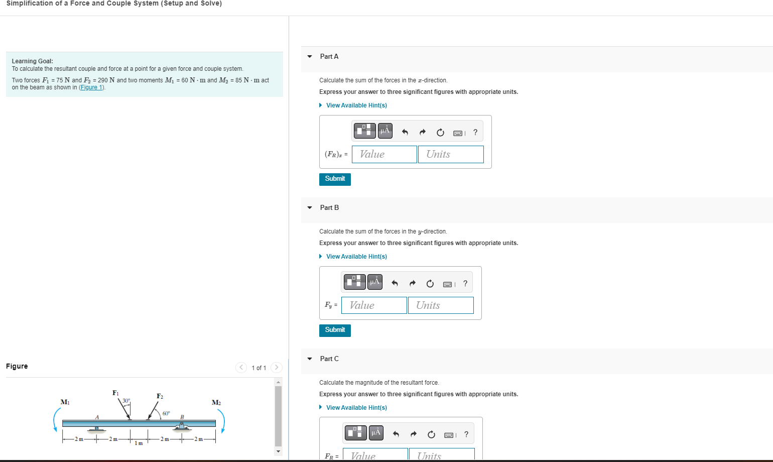 Solved Simplification of a Force and Couple System (Setup | Chegg.com