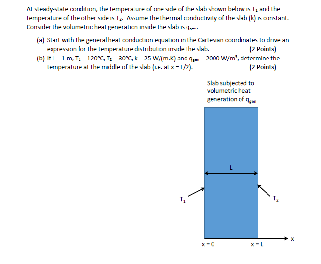 Solved At steady-state condition, the temperature of one | Chegg.com