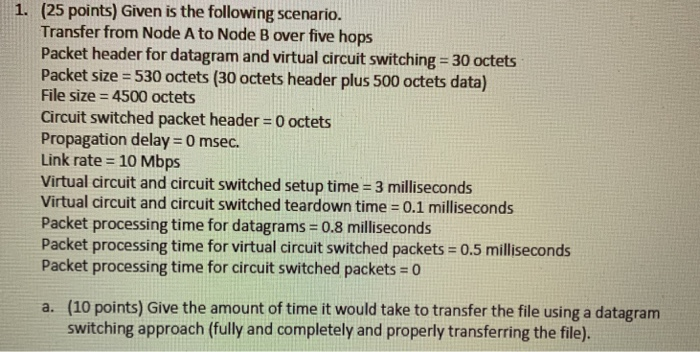 Solved 1. (25 points) Given is the following scenario. | Chegg.com
