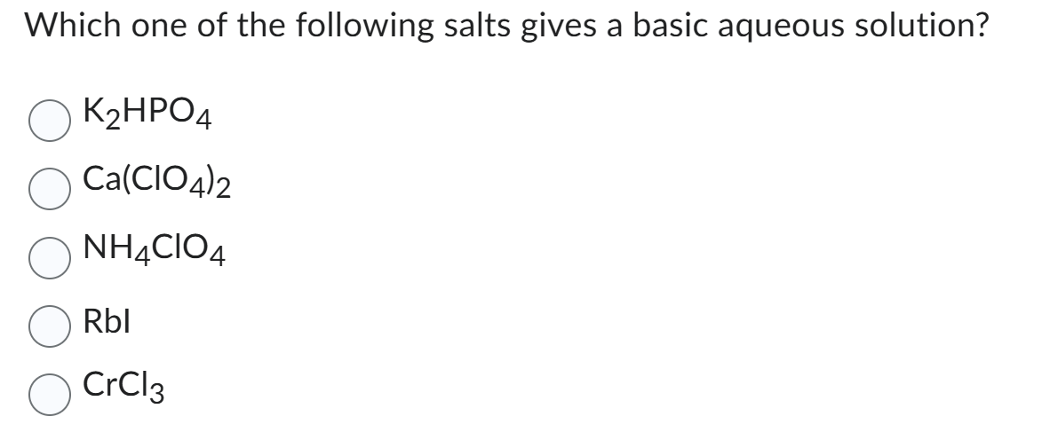 Solved Which one of ﻿the following salts gives a basic | Chegg.com