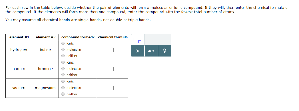 Solved For each row in the table below, decide whether the | Chegg.com