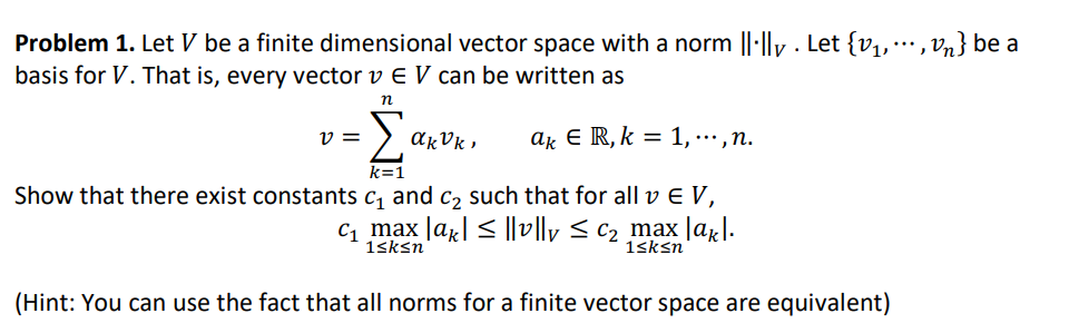 Solved Problem 1. Let V be a finite dimensional vector space | Chegg.com