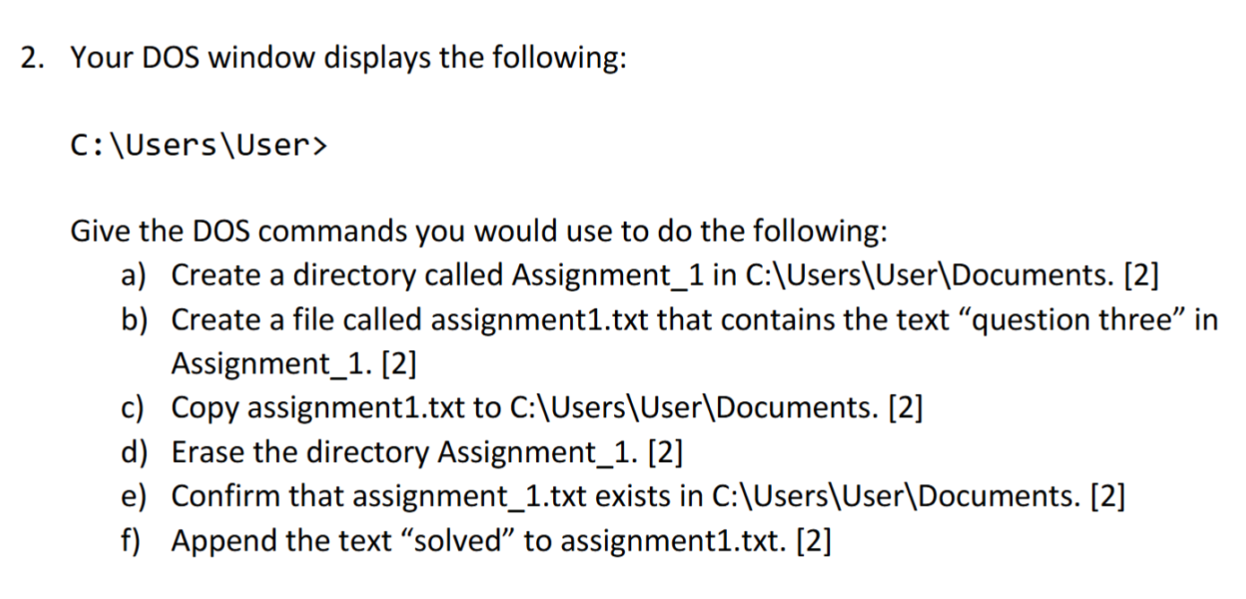 2. ﻿Your DOS window displays the following:C: \Users | Chegg.com