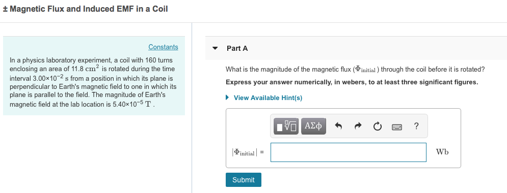 Solved t Magnetic Flux and Induced EMF in a Coil Constants | Chegg.com
