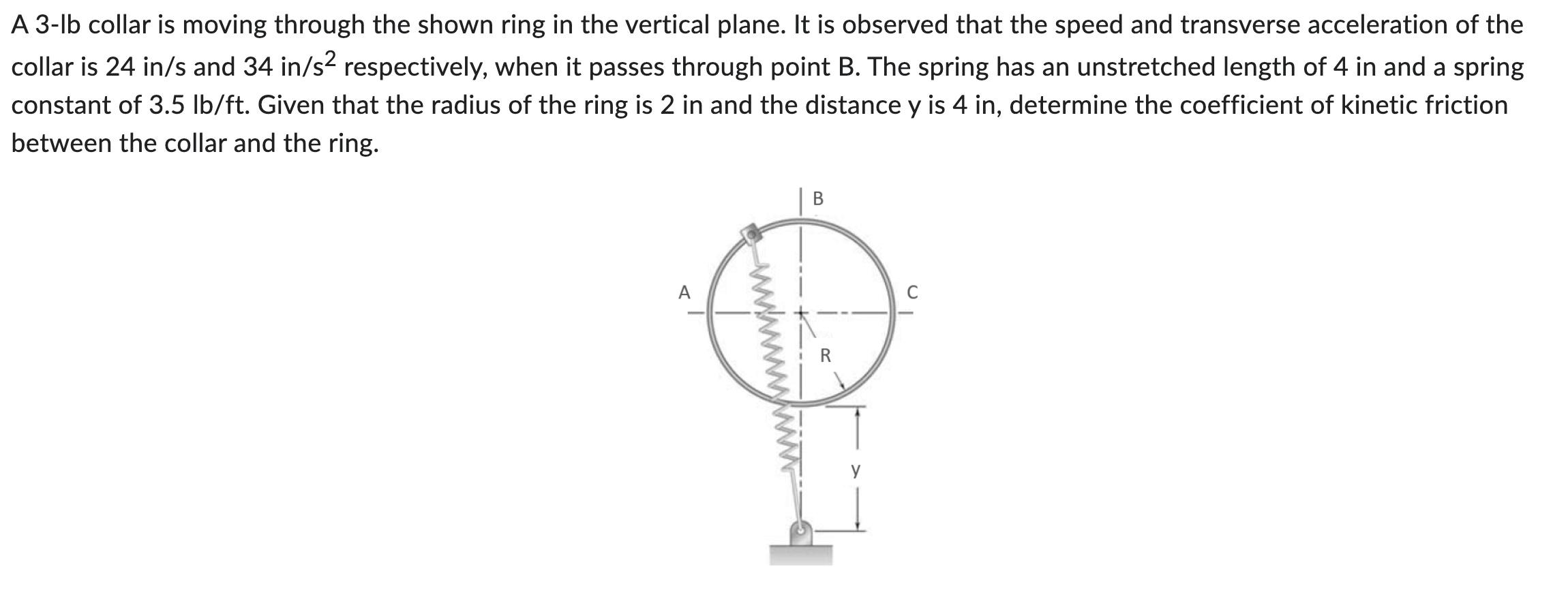 Solved A 3−lb collar is moving through the shown ring in the | Chegg.com