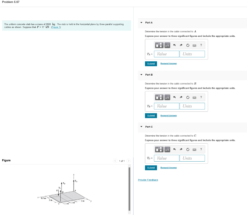 Solved Problem 5.67 Part A The uniform concrete slab has a | Chegg.com