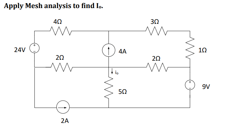 Solved Apply Mesh analysis to find \\( I_{0} \\). | Chegg.com