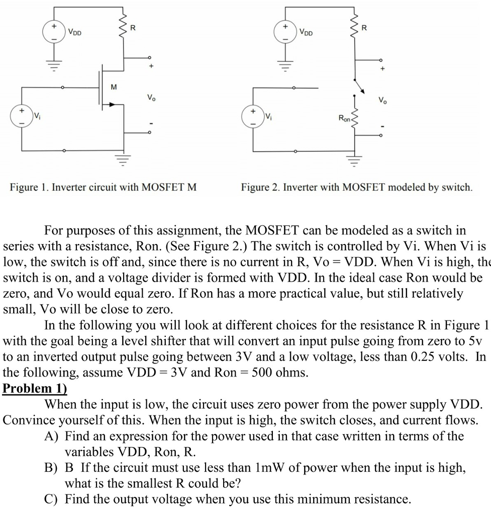 Solved Figure 1. Inverter circuit with MOSFET M Figure 2. | Chegg.com