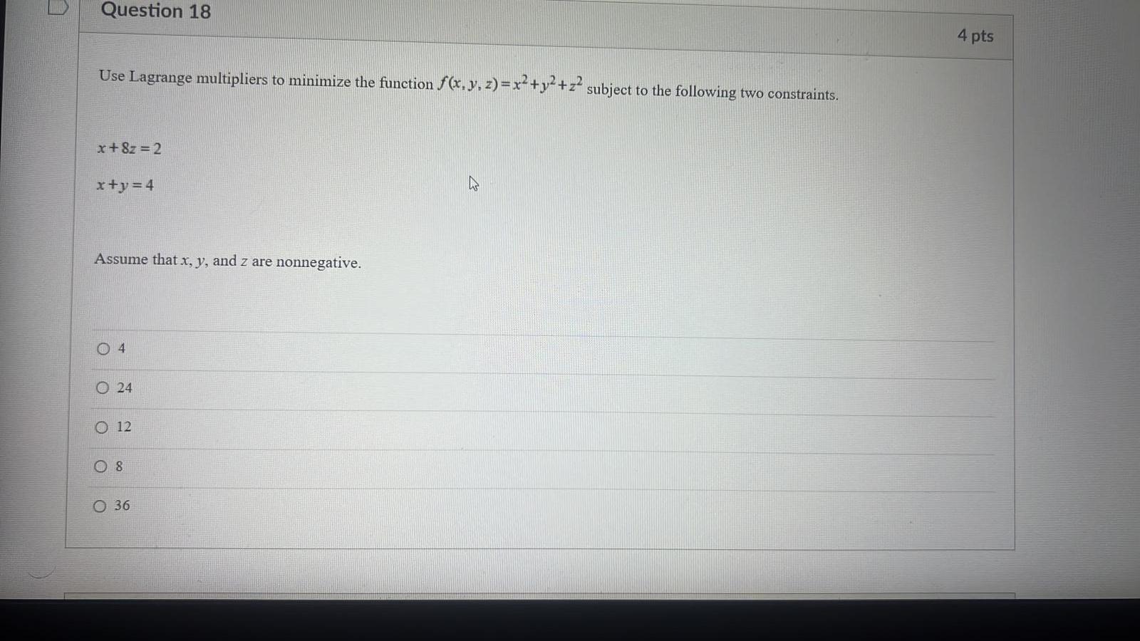 Solved Use Lagrange multipliers to minimize the function | Chegg.com