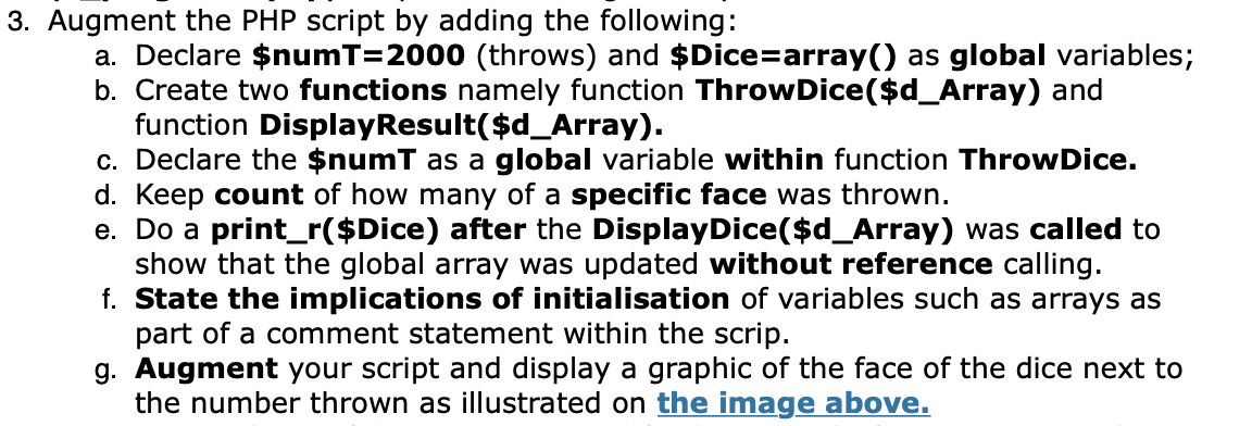 Web Development, doing rolling of dice using | Chegg.com