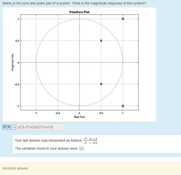 Solved please Help, Below is the zero and poles plot of a | Chegg.com