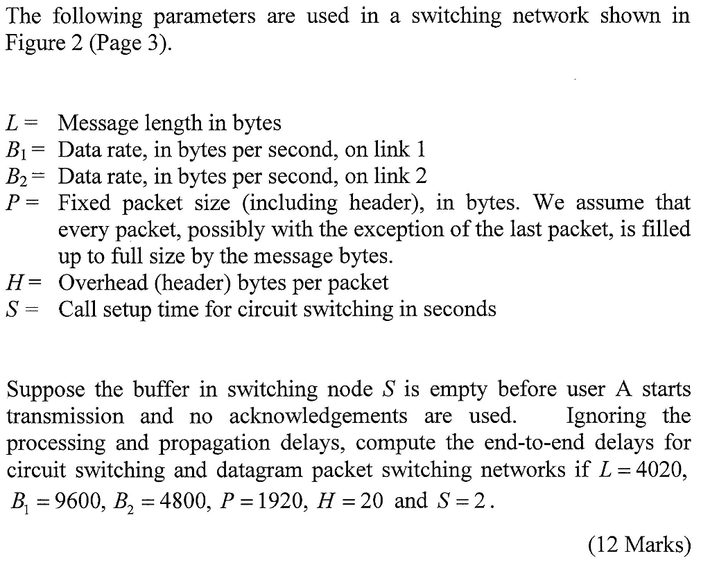 Solved The following parameters are used in a switching | Chegg.com