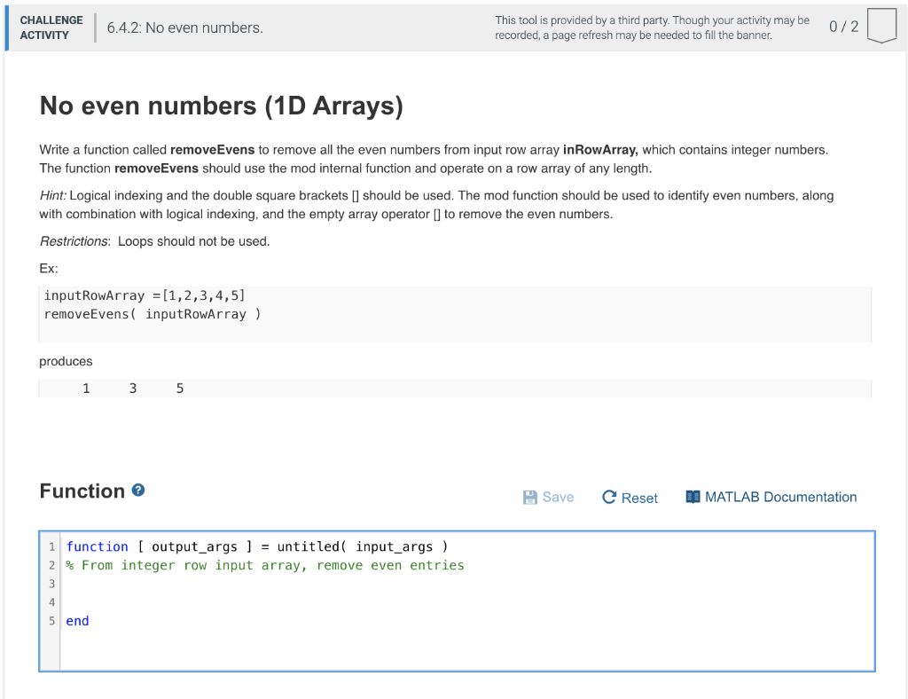Solved CHALLENGE ACTIVITY 6.4.2: No even numbers. This tool | Chegg.com