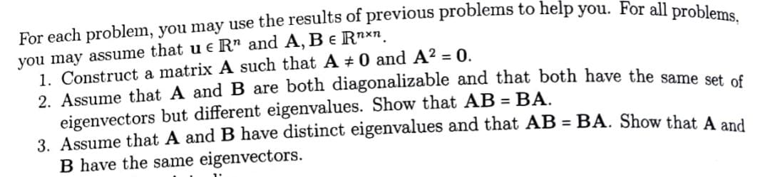 Solved For each problem, you may use the results of previous | Chegg.com