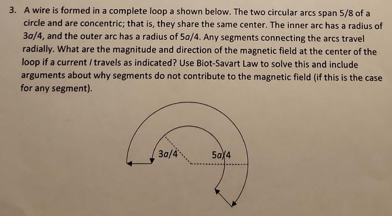 Solved 3. A wire is formed in a complete loop a shown below. | Chegg.com
