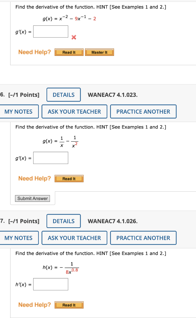 Solved Find the derivative of the function. HINT (See | Chegg.com