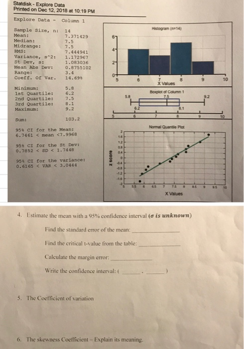 Solved Statdisk-Explore Data Printed on Dec 12, 2018 at | Chegg.com