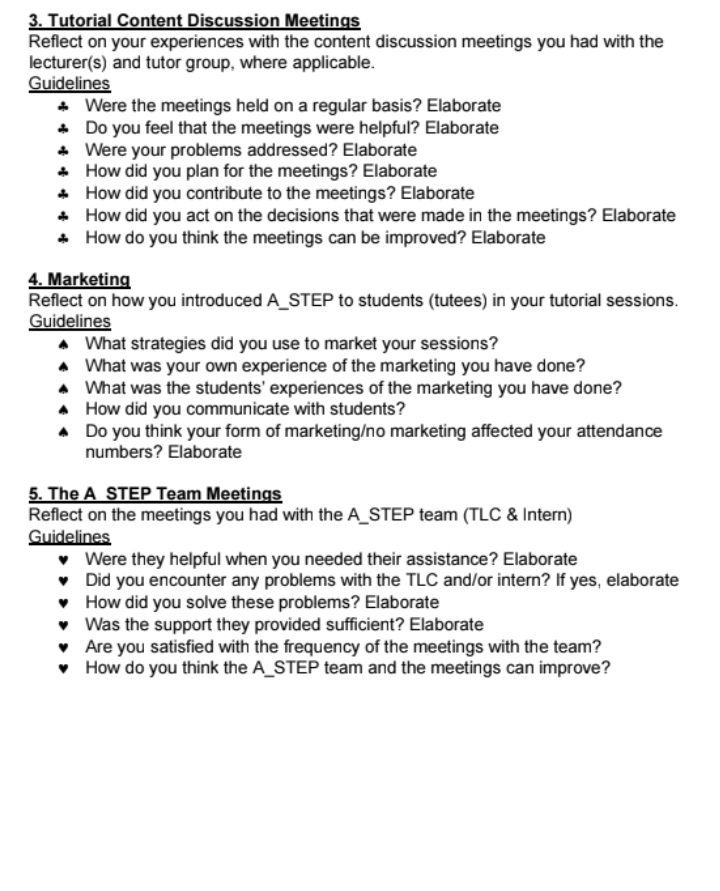 3. Tutorial Content Discussion Meetings Reflect on | Chegg.com